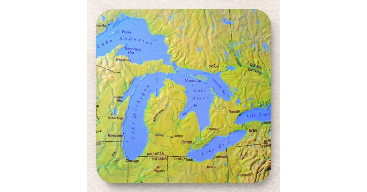 Map of The Great Lakes Design Coaster | Zazzle