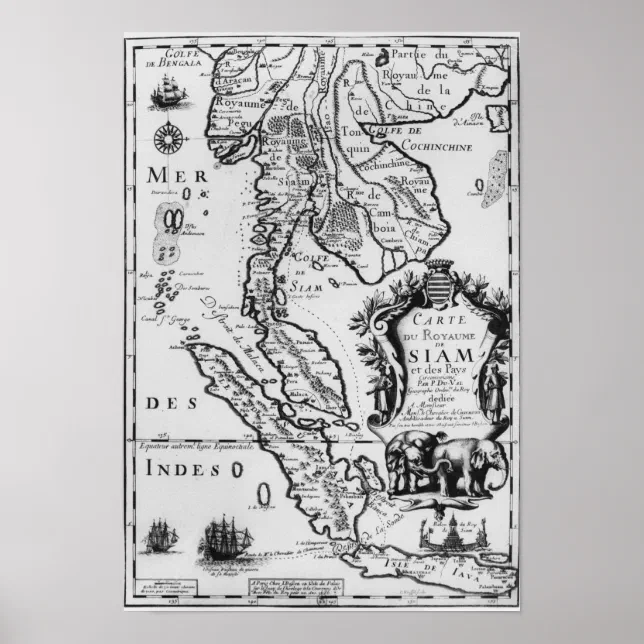 Map of the Kingdom of Siam Poster | Zazzle
