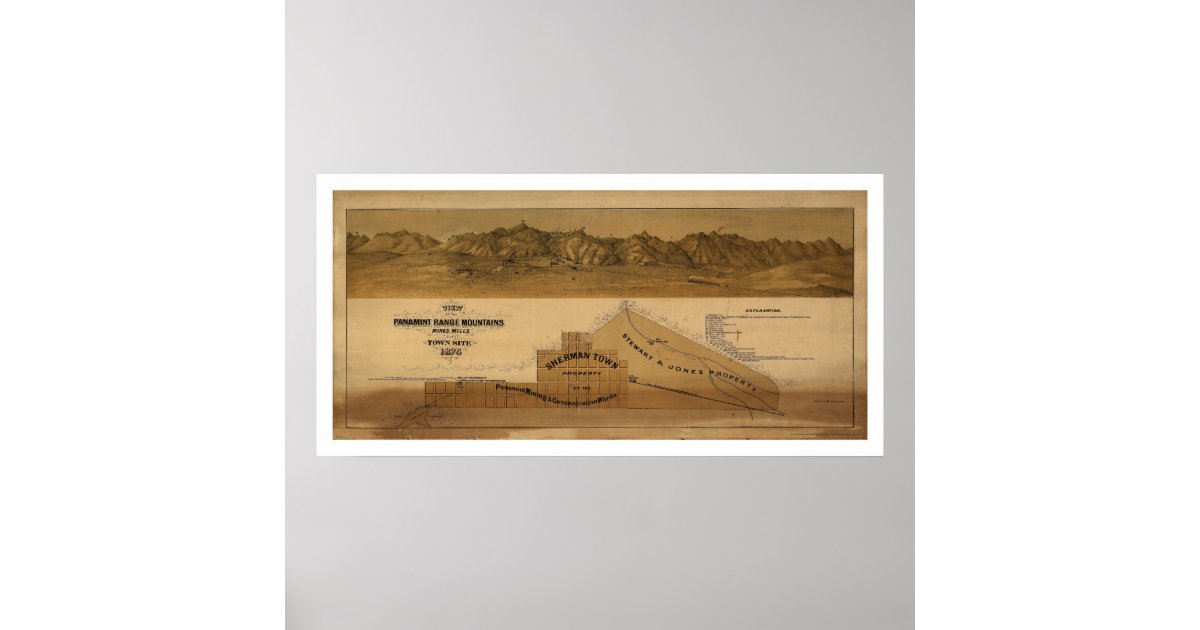 Map of the Panamint Range Mountains 1875 Poster | Zazzle