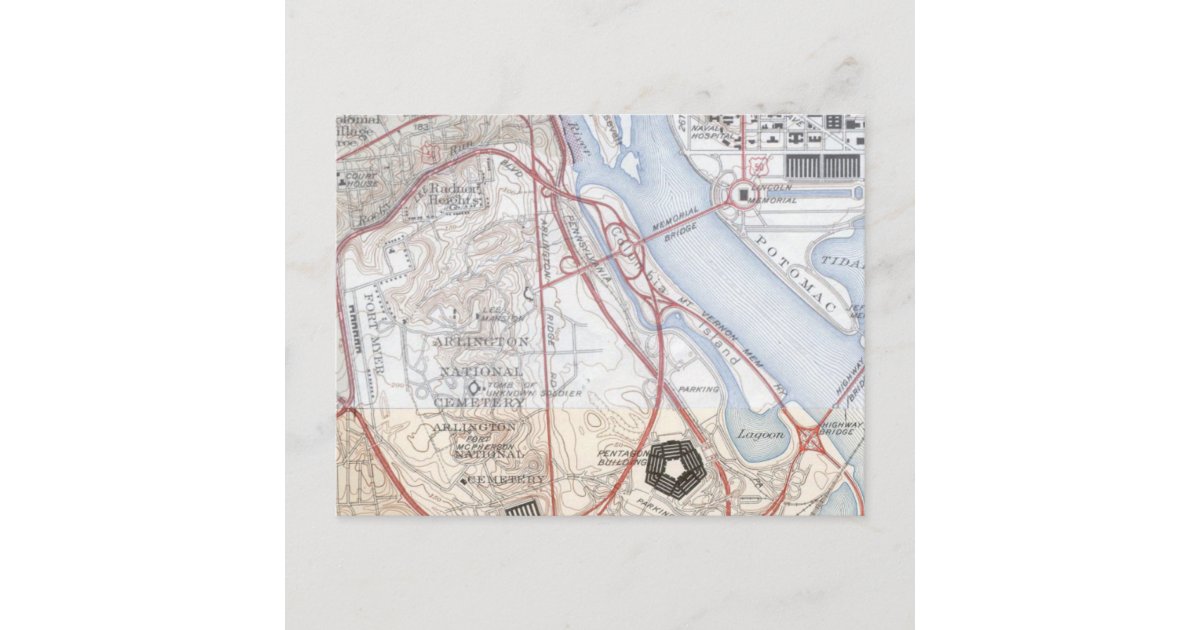 Map of the Pentagon Road System Postcard | Zazzle