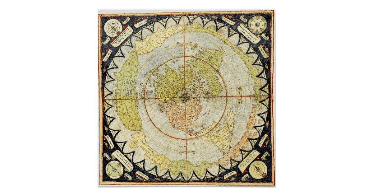 Map of the Square and Stationary Flat Earth Plane Poster | Zazzle