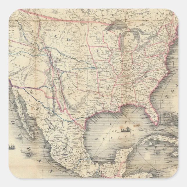 Map Of The United States Square Sticker | Zazzle