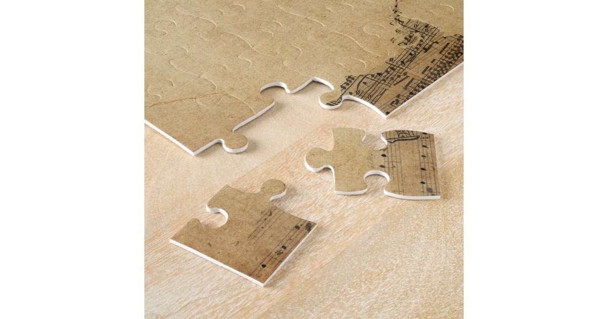 Map of the World Map from Old Sheet Music Jigsaw Puzzle | Zazzle