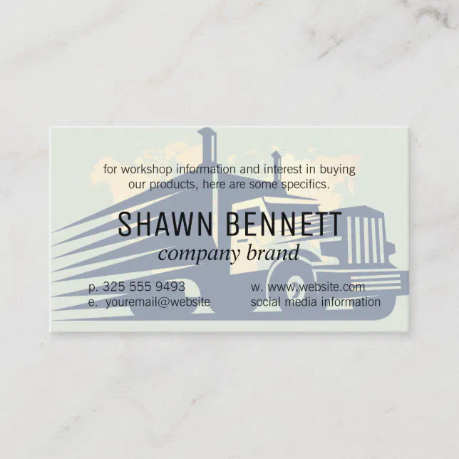 Map of the World | Truck Logistics Shipping Business Card | Zazzle