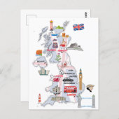 MAP OF UK ILLUSTRATED MAP OF UNITED KINGDOM POSTCARD | Zazzle