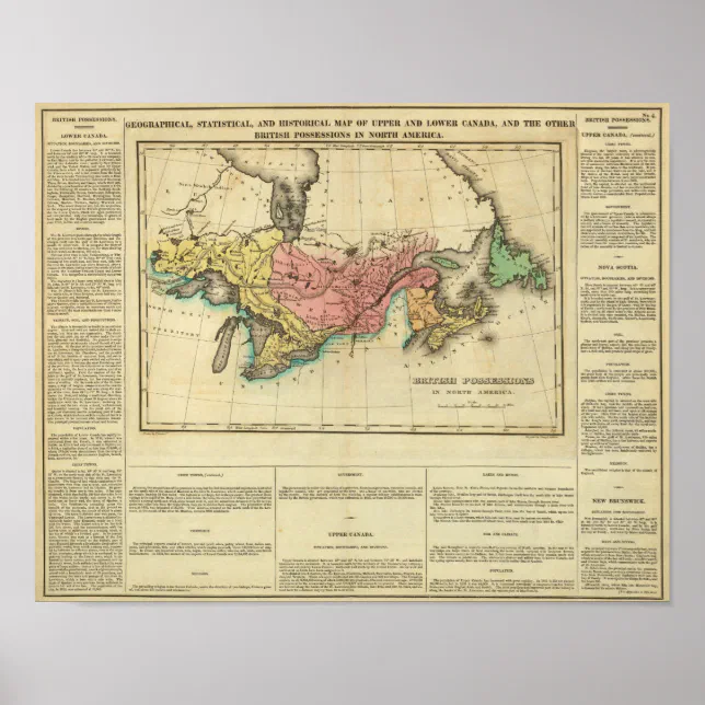 Map Of Upper And Lower Canada Poster | Zazzle