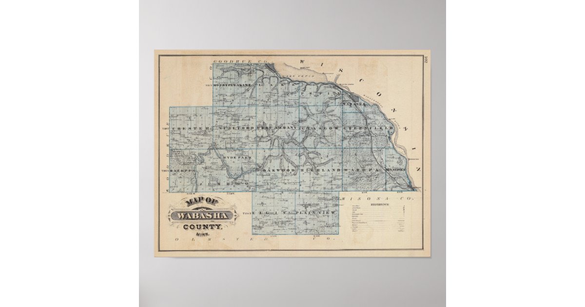 Map of Wabasha County, Minnesota Poster | Zazzle