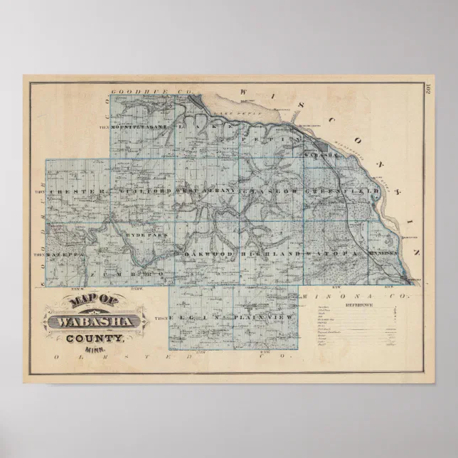 Map of Wabasha County, Minnesota Poster | Zazzle