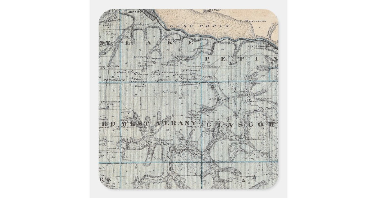 Map of Wabasha County, Minnesota Square Sticker | Zazzle