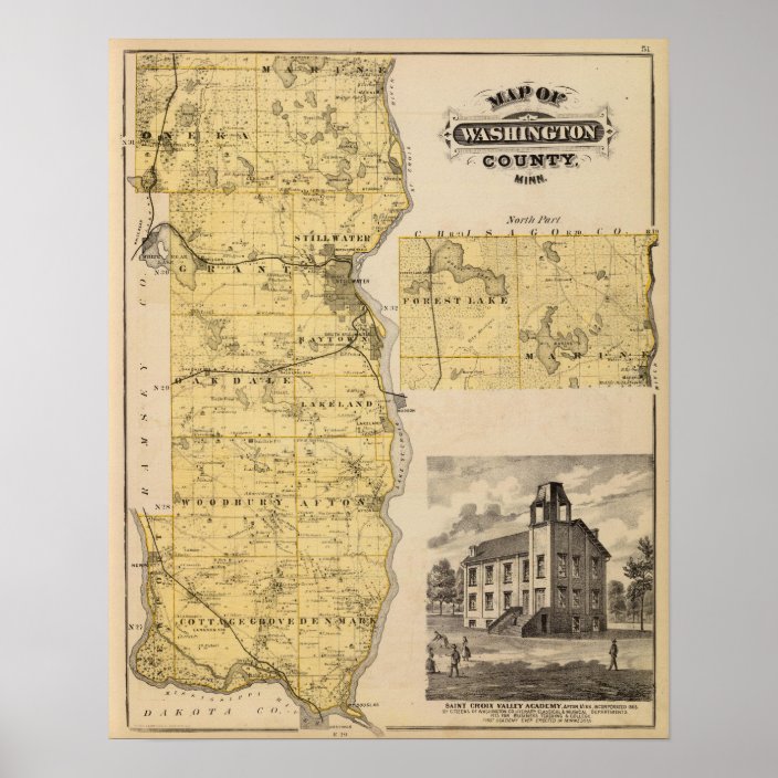 Map of Washington County, Minnesota Poster | Zazzle.co.uk