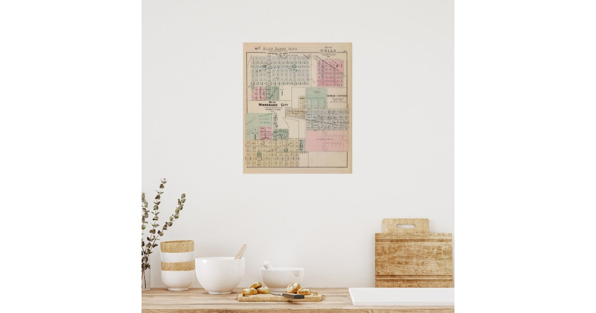 Map of Winnebago City Map of Blue Earth, Minnesota Poster | Zazzle
