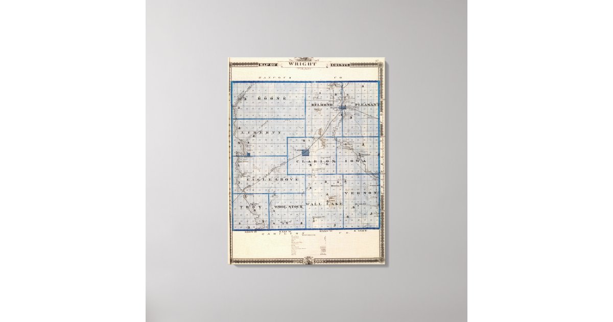 Map of Wright County, State of Iowa Canvas Print | Zazzle