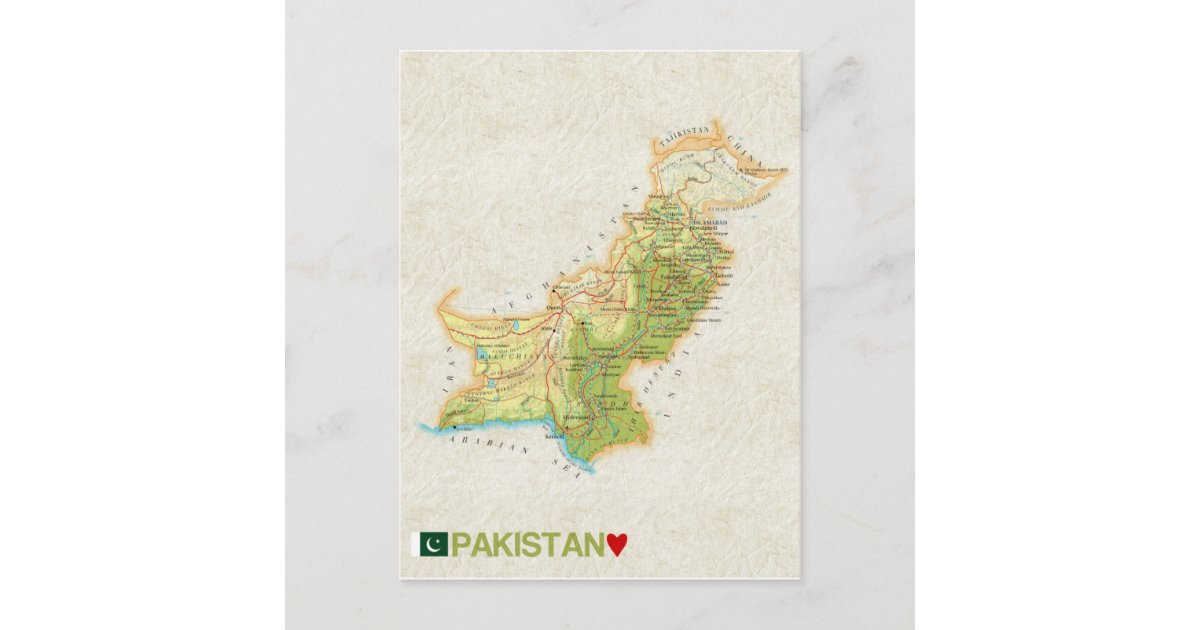 MAP POSTCARDS ♥ Pakistan | Zazzle