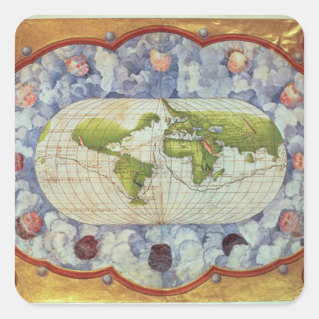 Map tracing Magellan's world voyage Square Sticker | Zazzle