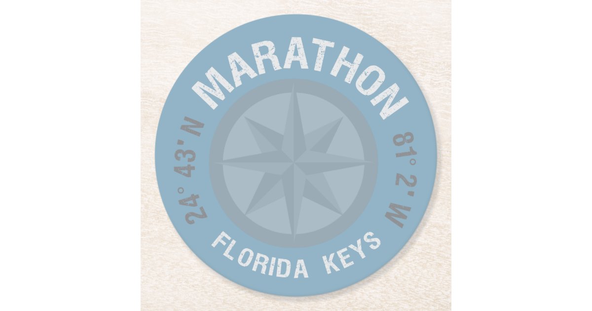 Marathon Florida Keys Latitude Longitude Nautical Round Paper Coaster ...