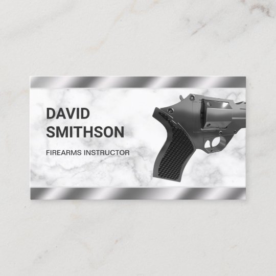 Marble Steel Revolver Gun Shop Gunsmith Firearms Business Card | Zazzle ...