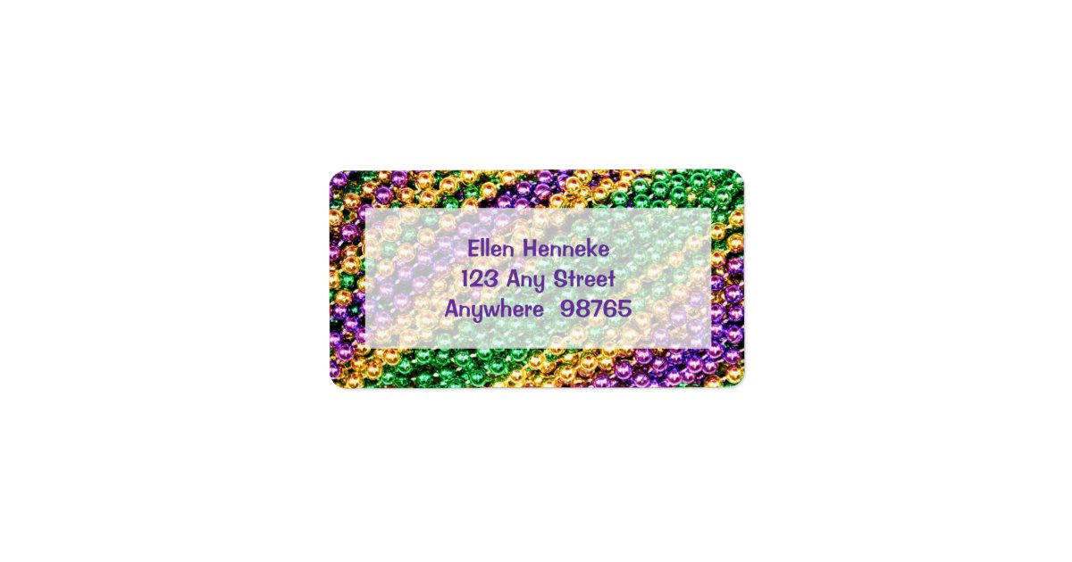 Mardi Gras Beads Label | Zazzle