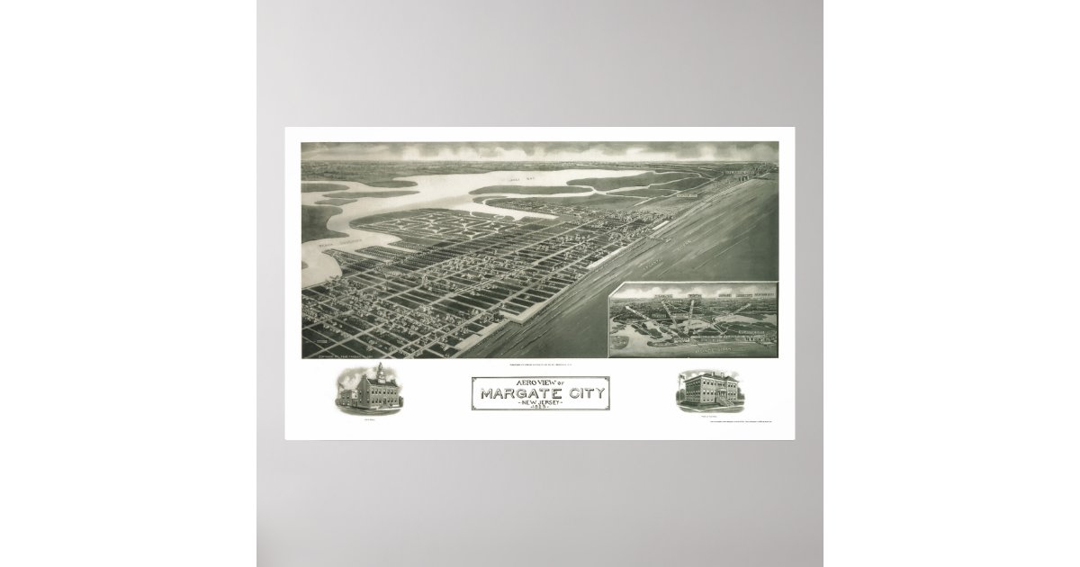 Margate City, NJ Panoramic Map - 1925 Poster | Zazzle