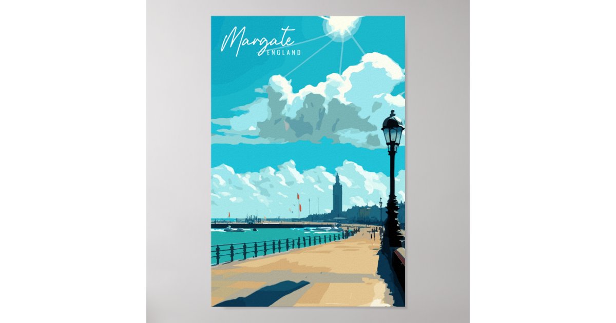 Margate England vintage travel place illustration Poster | Zazzle
