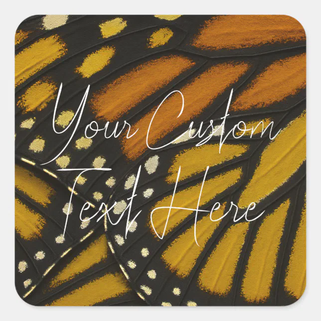 Mariposa Orange & Yellow Monarch Butterfly Wing Square Sticker | Zazzle
