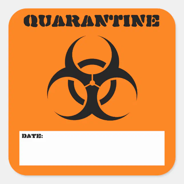Mark incoming packages with quarantine sign square sticker | Zazzle