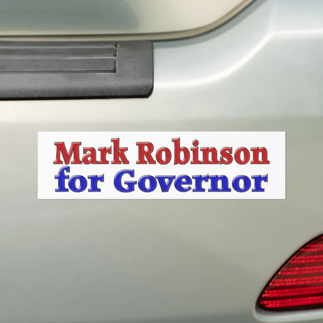 Mark Robinson for Governor with red blue text Bumper Sticker | Zazzle