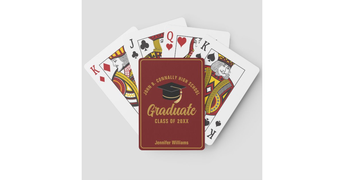 Maroon Gold High School Graduate Custom Graduation Playing Cards | Zazzle