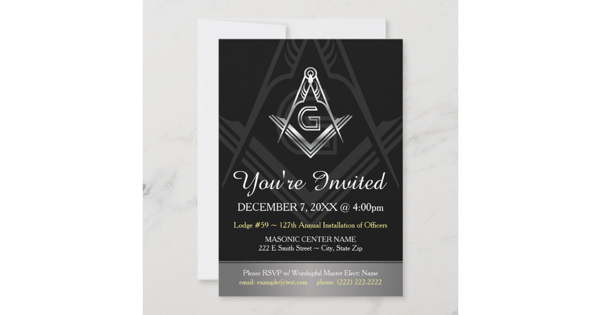 Masonic Annual Installation of Officers Invitation | Zazzle