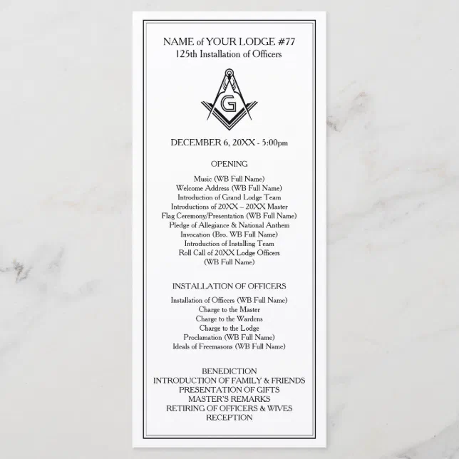 Masonic Rack Card Program Guide Template | Zazzle