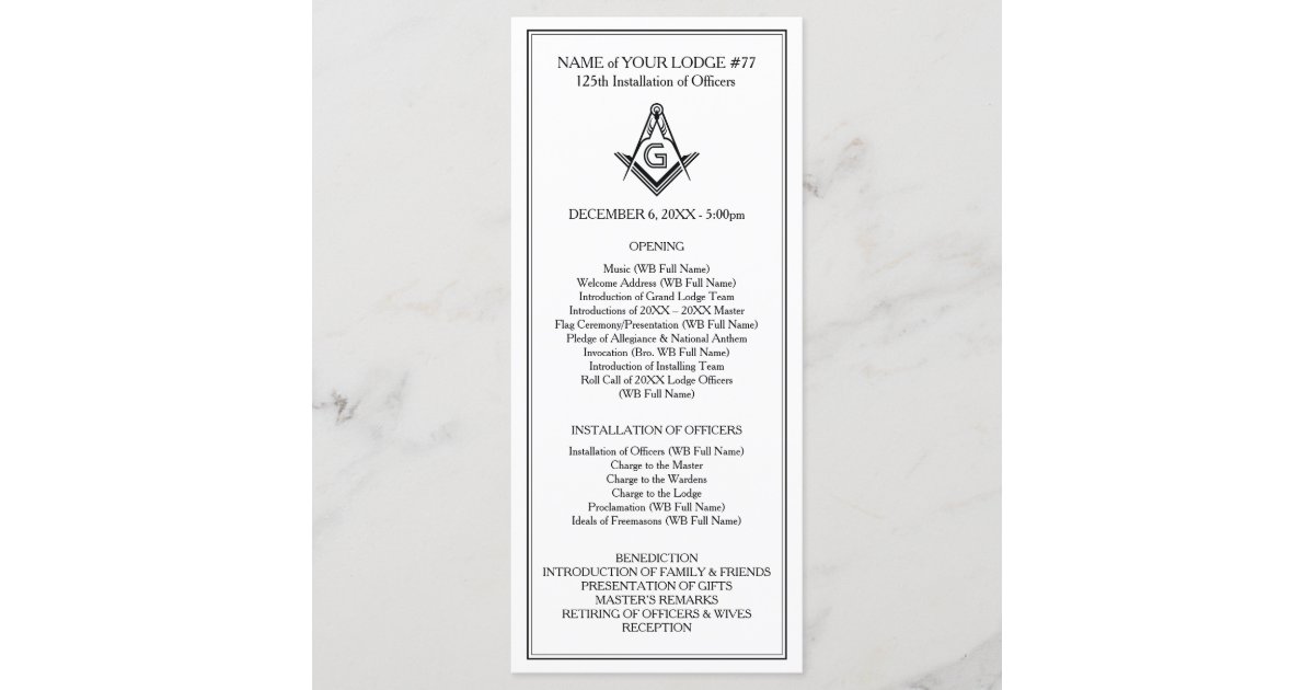 Masonic Rack Card Program Guide Template | Zazzle