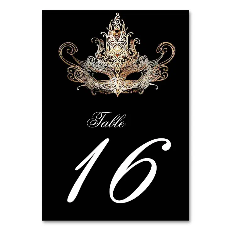 Masquerade Ball Table Number | Zazzle
