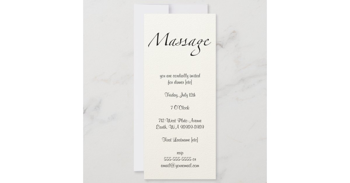 Massage Text Invitation | Zazzle