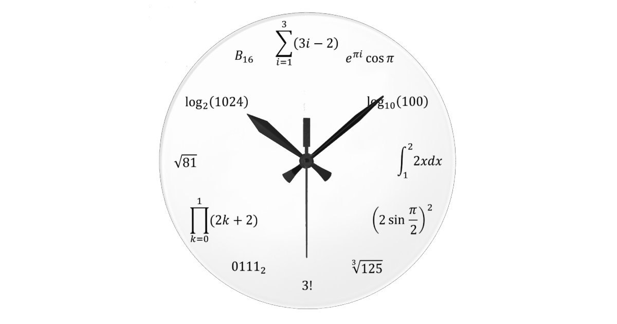 Math Equations and Notations Large Clock | Zazzle