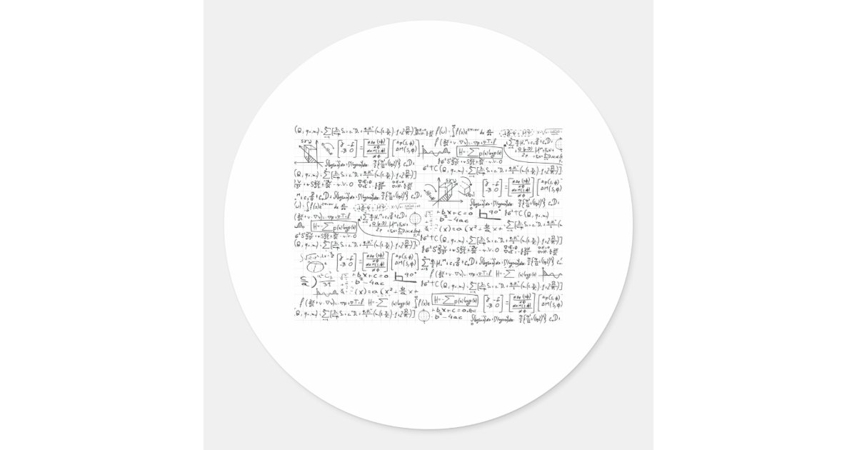 Math Formulas Pattern Classic Round Sticker | Zazzle