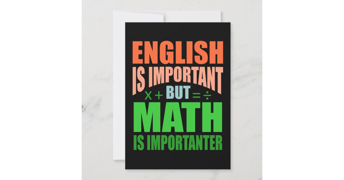Math Is Importanter Teacher Mathematic Maths Thank You Card | Zazzle