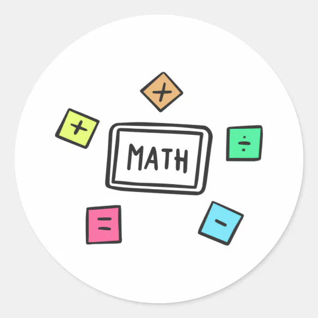 Math symbols Students and Parents Classic Round Sticker | Zazzle