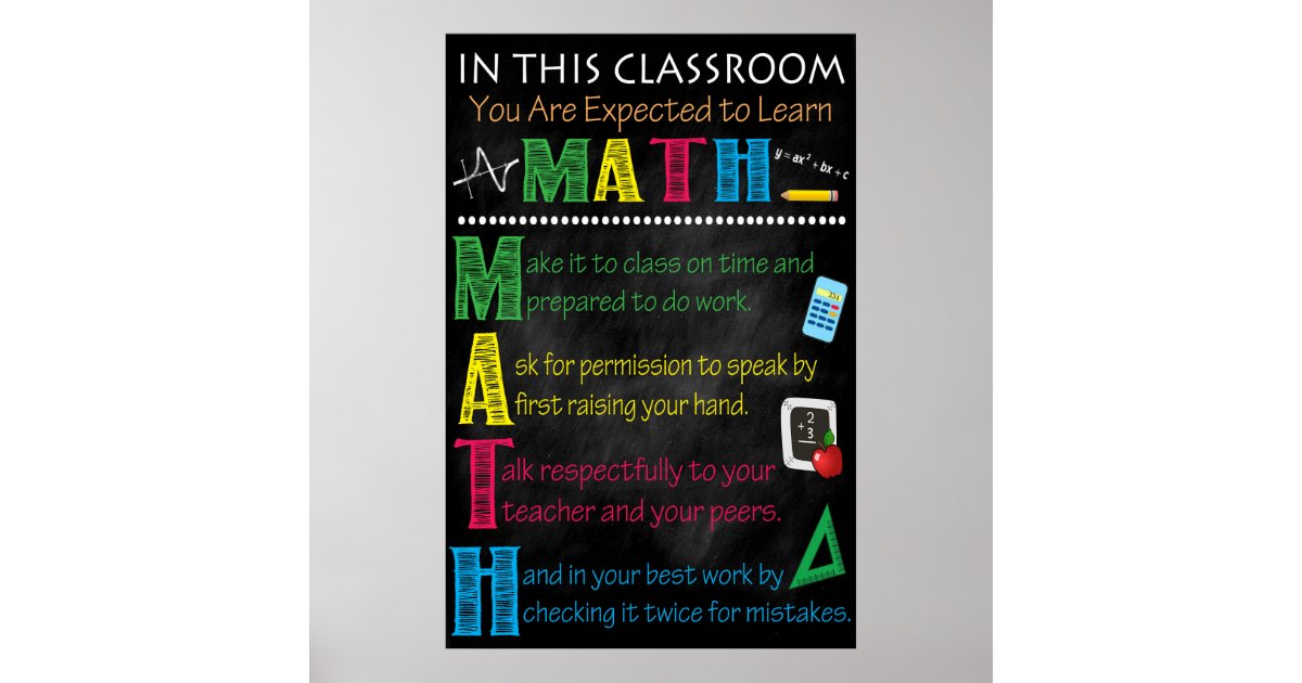 Math Teacher Classroom Printable Poster | Zazzle