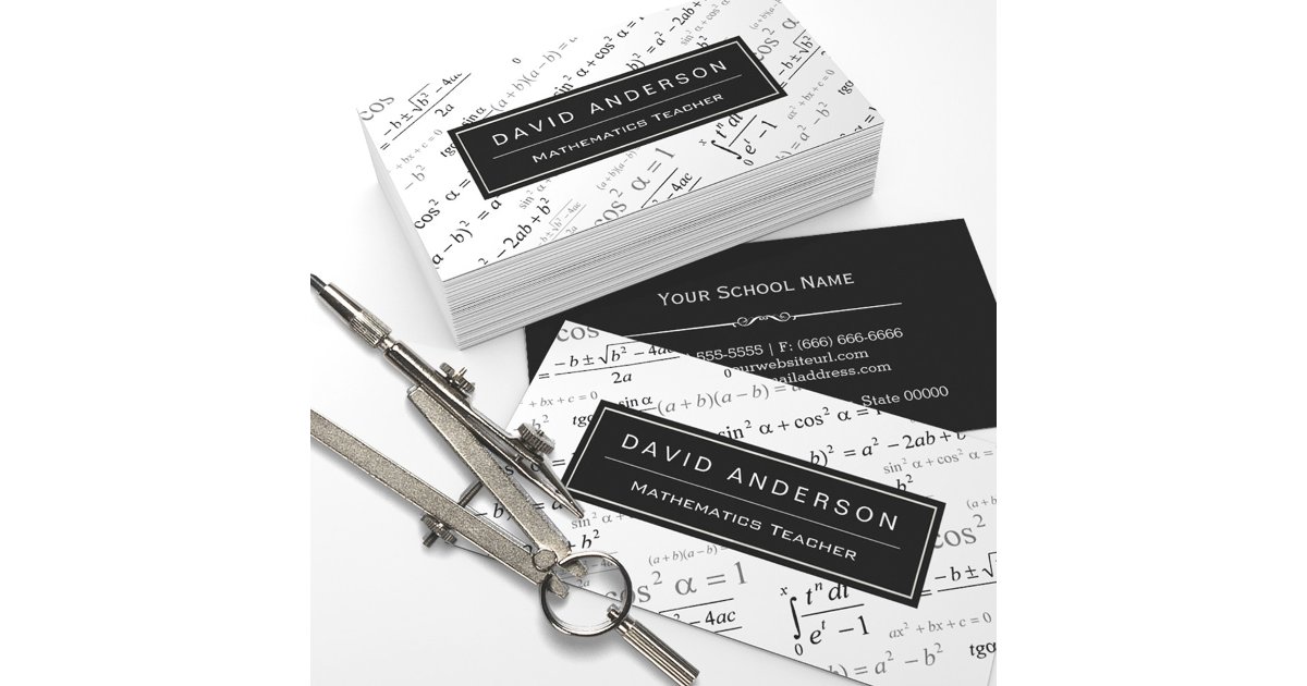Math Teacher Stylish Mathematics Formulas Pattern Business Card | Zazzle