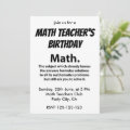 Math Typography Math Teachers Birthday Math Invitation | Zazzle