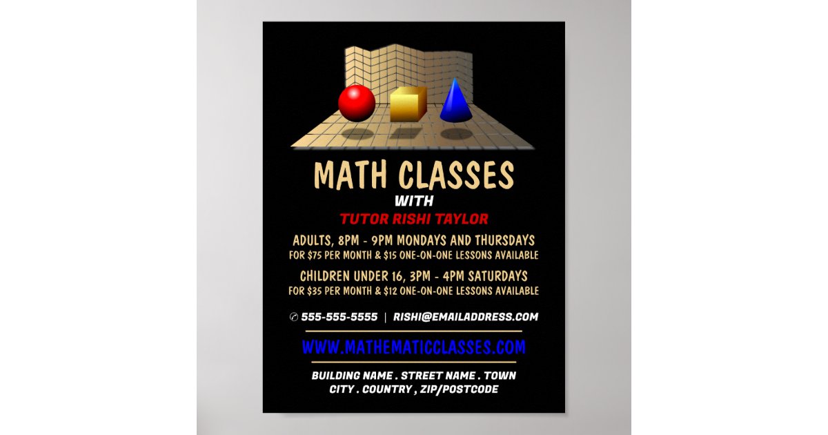 Mathematic Shapes, Math Classes Advertising Poster | Zazzle
