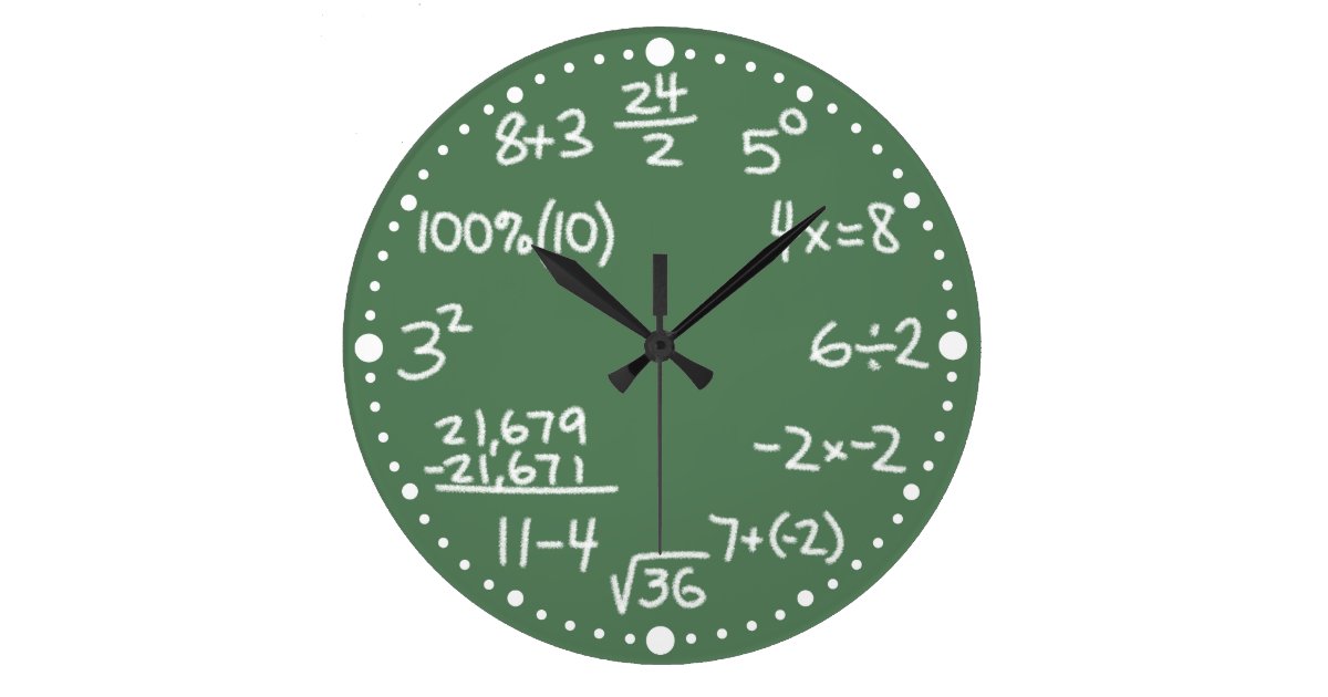 Maths Mathematical Equations Clock with Minutes | Zazzle