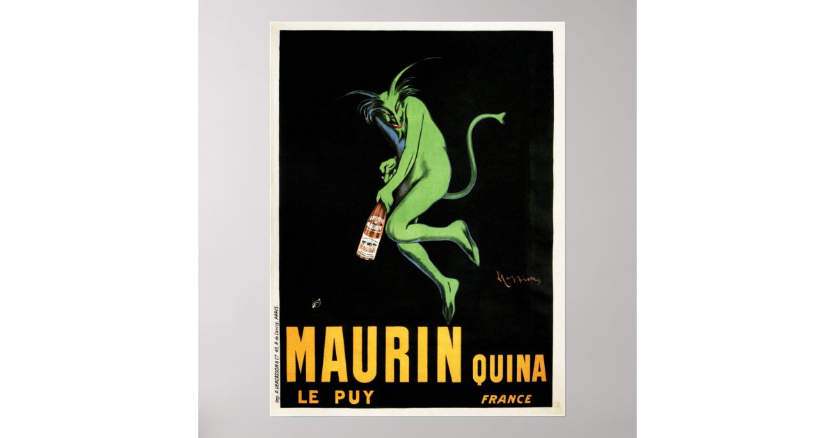 MAURIN QUINA Green Devil French Liquor Absinthe Poster | Zazzle