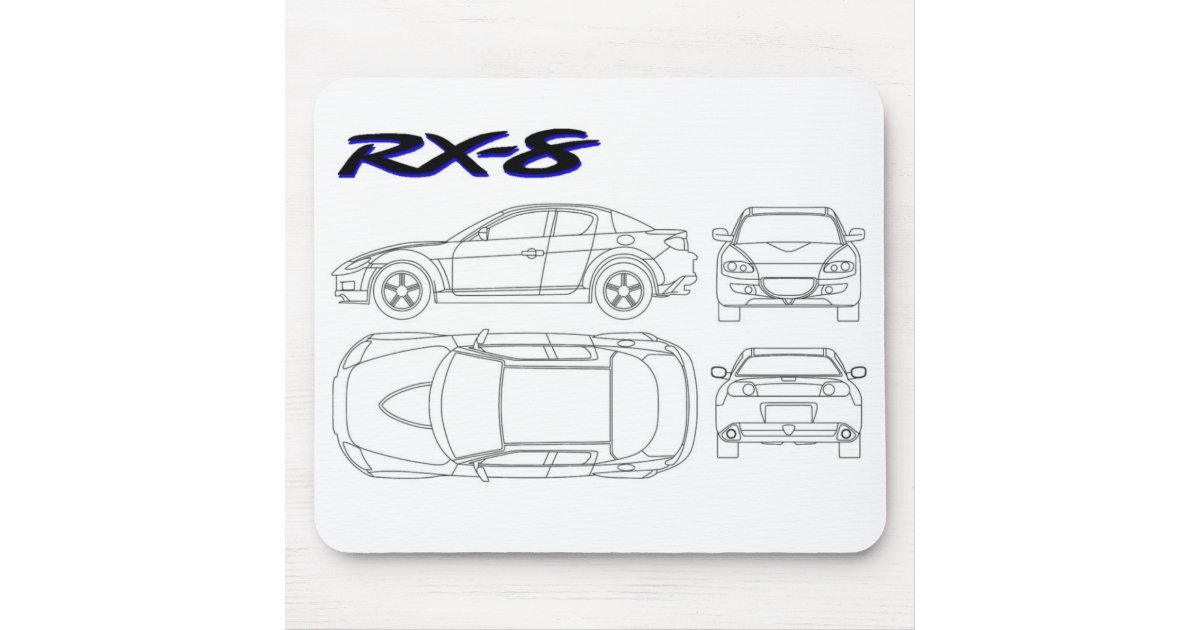 Mazda rx8 rx-8 blueprint print mouse mat | Zazzle