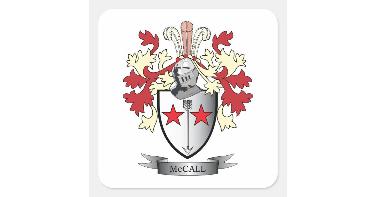 McCall Family Crest Coat of Arms Square Sticker | Zazzle