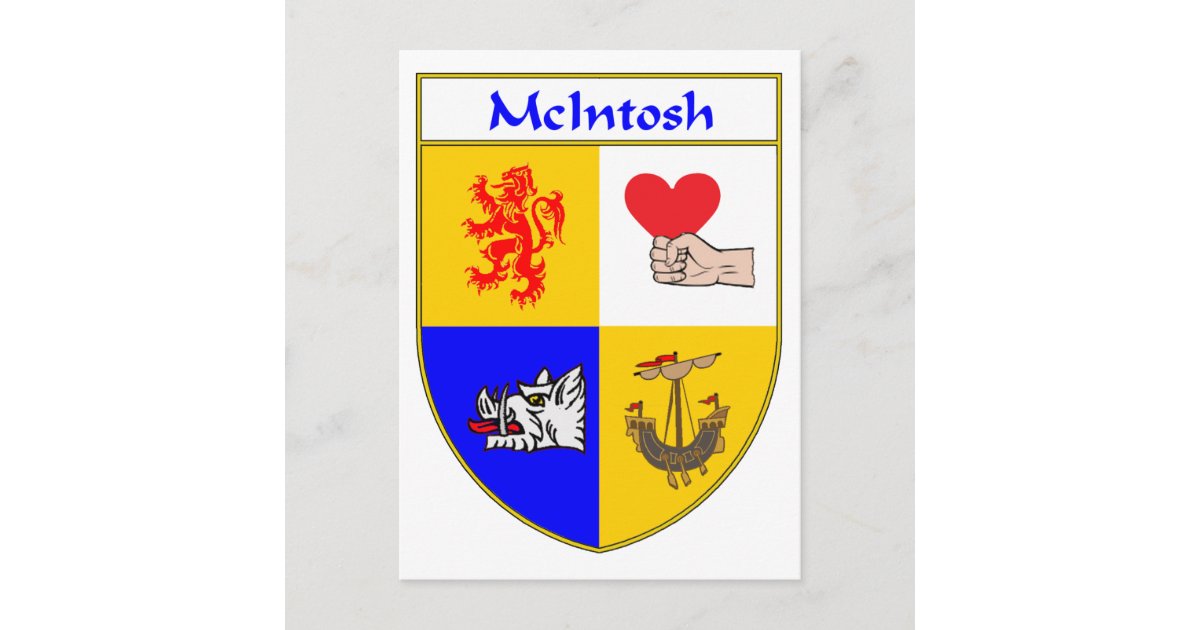 McIntosh Coat of Arms/Family Crest Postcard | Zazzle