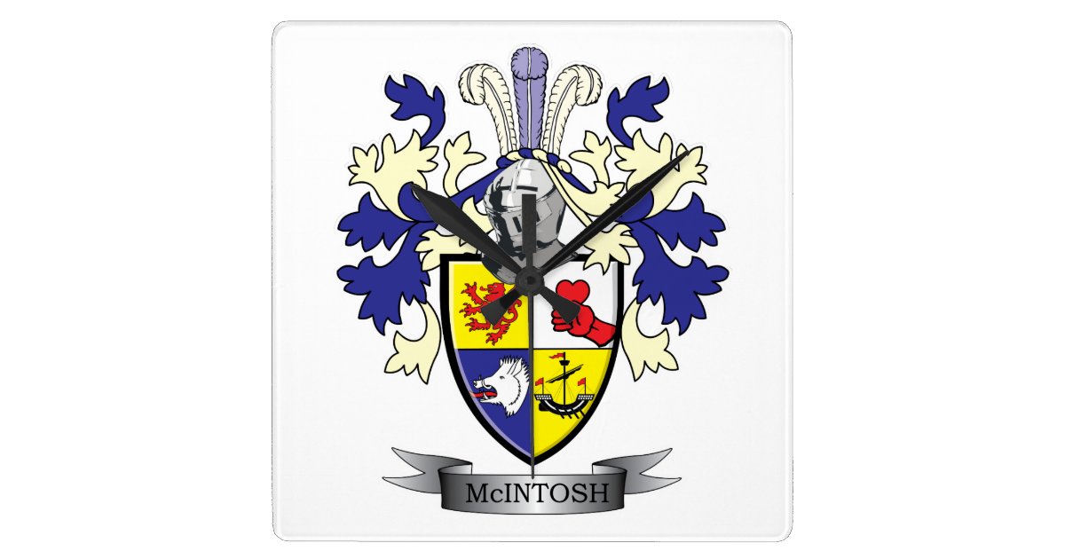 McIntosh Family Crest Coat of Arms Square Wall Clock | Zazzle.co.uk