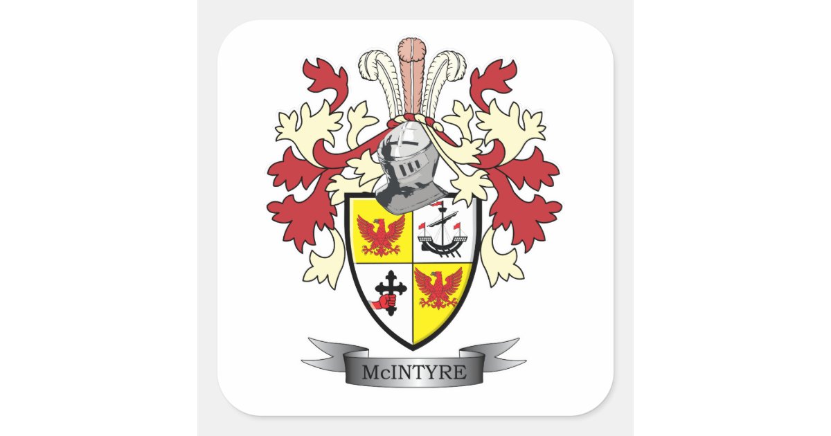 McIntyre Family Crest Coat of Arms Square Sticker | Zazzle