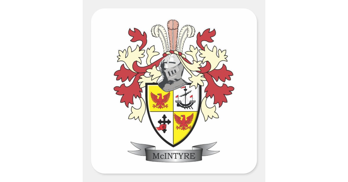 McIntyre Family Crest Coat of Arms Square Sticker | Zazzle