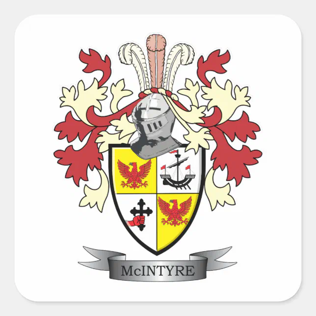 McIntyre Family Crest Coat of Arms Square Sticker | Zazzle