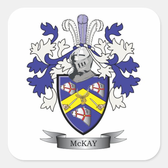 McKay Family Crest Coat of Arms Square Sticker | Zazzle.co.uk